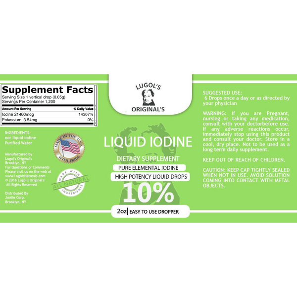 10% Liquid Iodine Drops Thyroid Support Supplement 2oz - Lugols ...