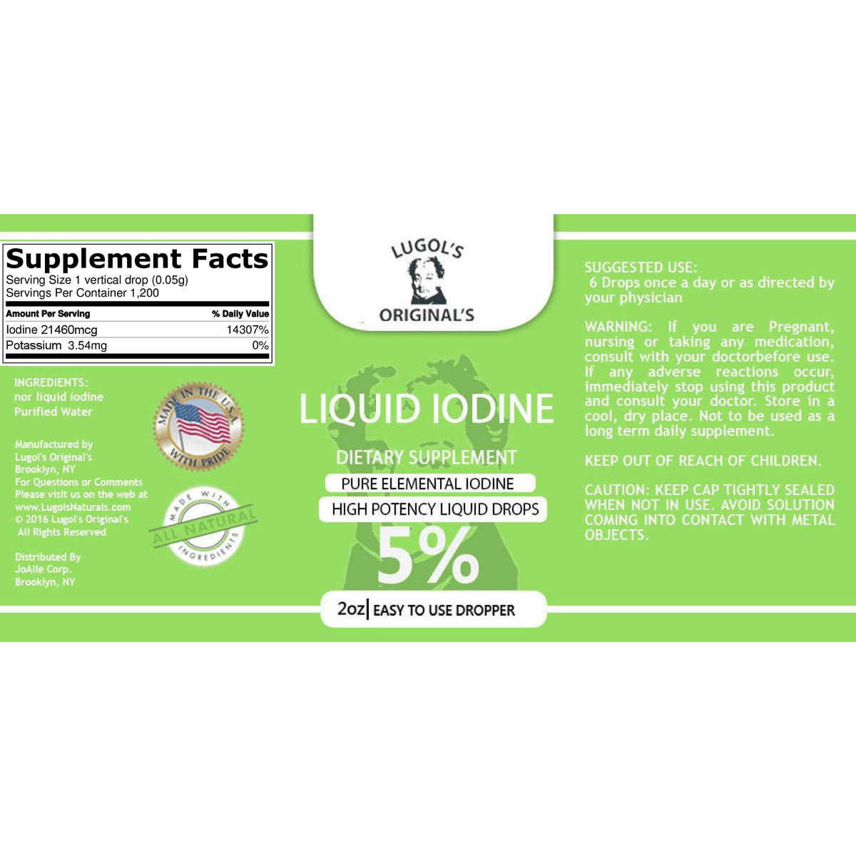 5% Liquid Iodine Supplement Drops Extra Strength High Potency – Lugols ...